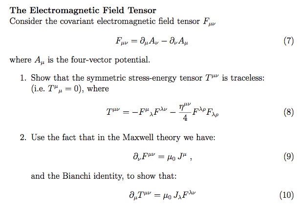 Solved The Electromagnetic Field Tensor Consider the | Chegg.com