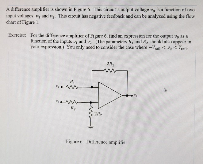 Solved A difference amplifier is shown in Figure 6. This | Chegg.com
