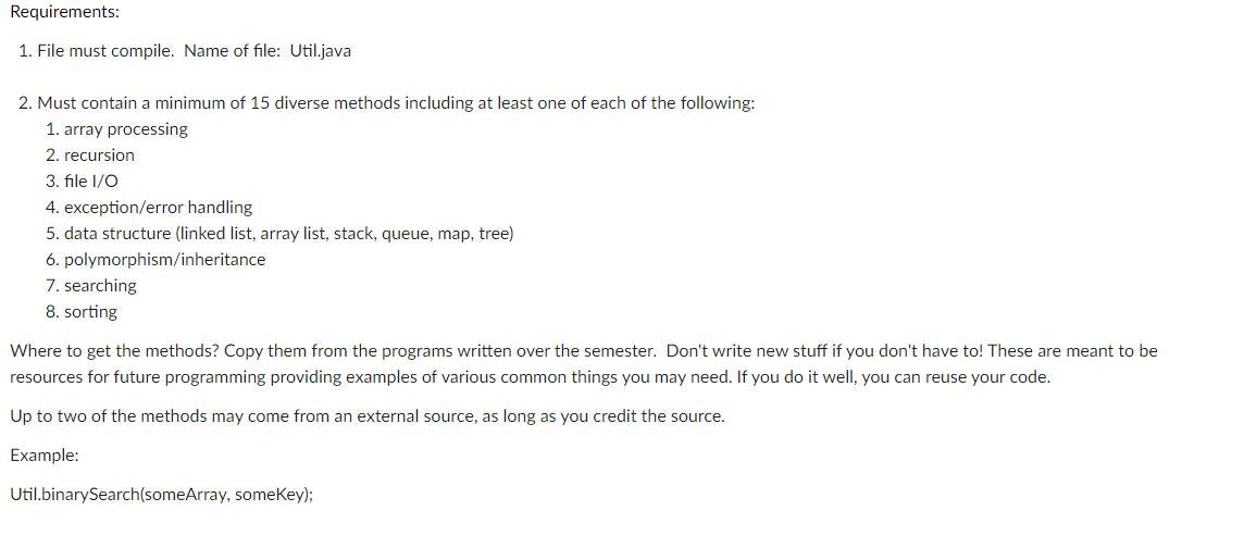 Solved Requirements: File must compile. Name of file: | Chegg.com