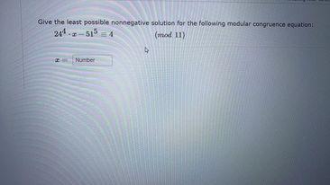 Solved Give the least possible nonnegative solution for the | Chegg.com