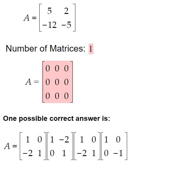 Solved This Question Can Have Multiple Matrices Depending On 