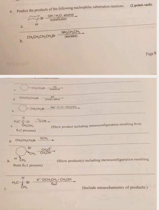 Solved Predict the products of the following nucleophilic | Chegg.com