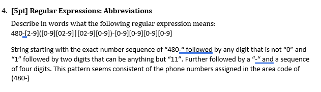 Solved 4. [5pt) Regular Expressions: Abbreviations Describe | Chegg.com