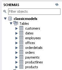 Solved SCHEMAS Filter objects classicmodels Tables customers | Chegg.com