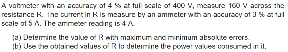 Solved A voltmeter with an accuracy of 4% at full scale of | Chegg.com