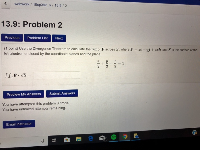 Solved webwork 19sp392_s / 13.9/2 13.9: Problem 2 Previous | Chegg.com