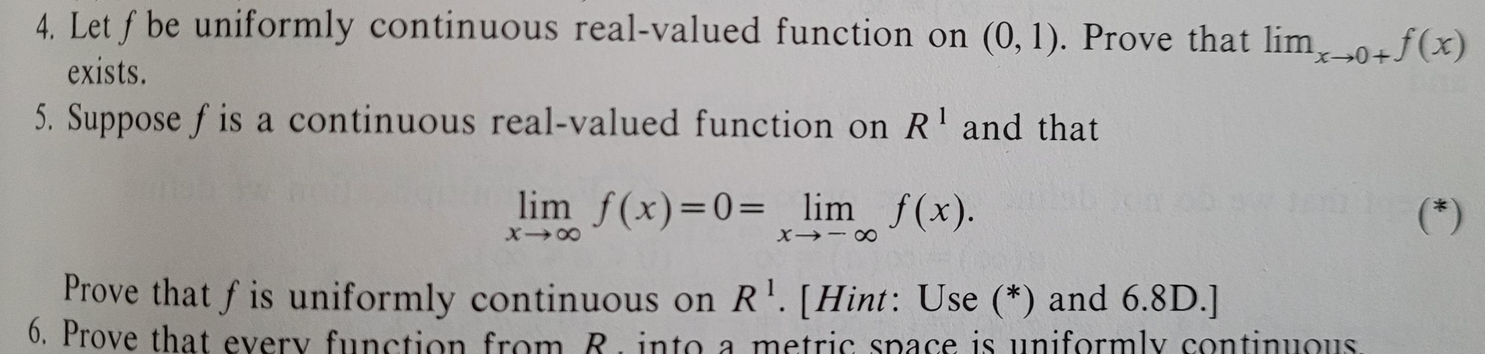 Solved 4 Let F Be Uniformly Continuous Real Valued Function