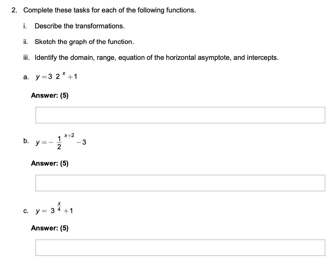 Solved 2. Complete these tasks for each of the following | Chegg.com