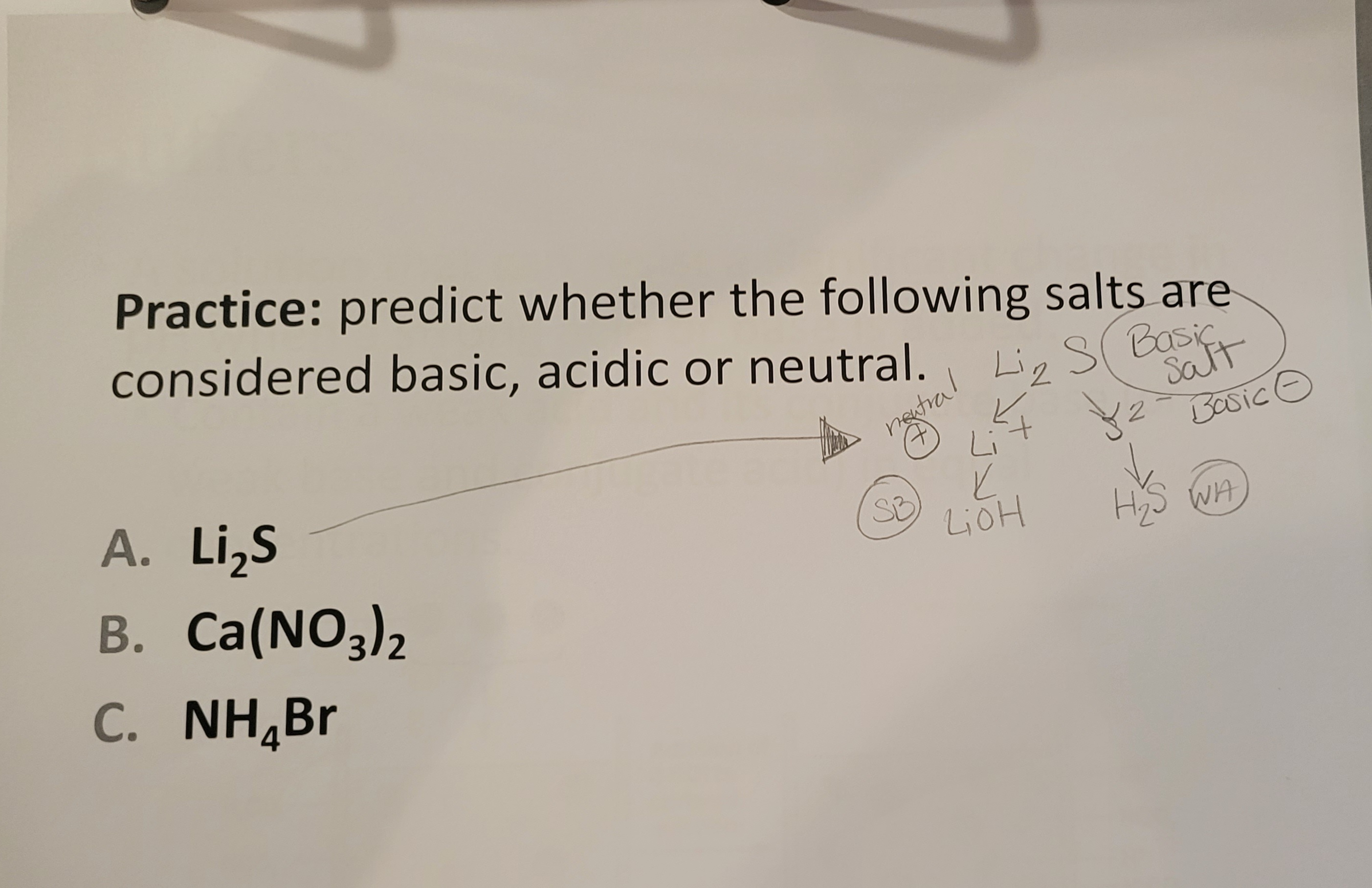 Solved Practice: predict whether the following salts are | Chegg.com