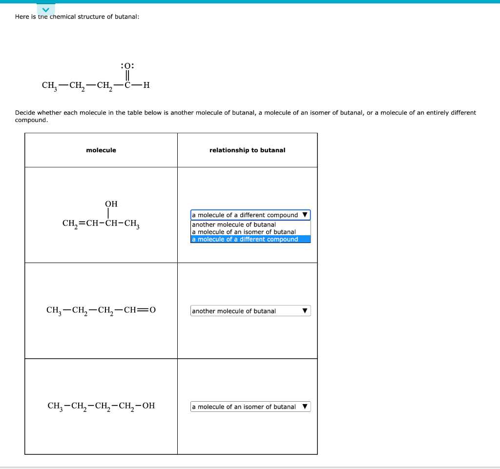 Here is tne chemical structure of butanal: compound. | Chegg.com