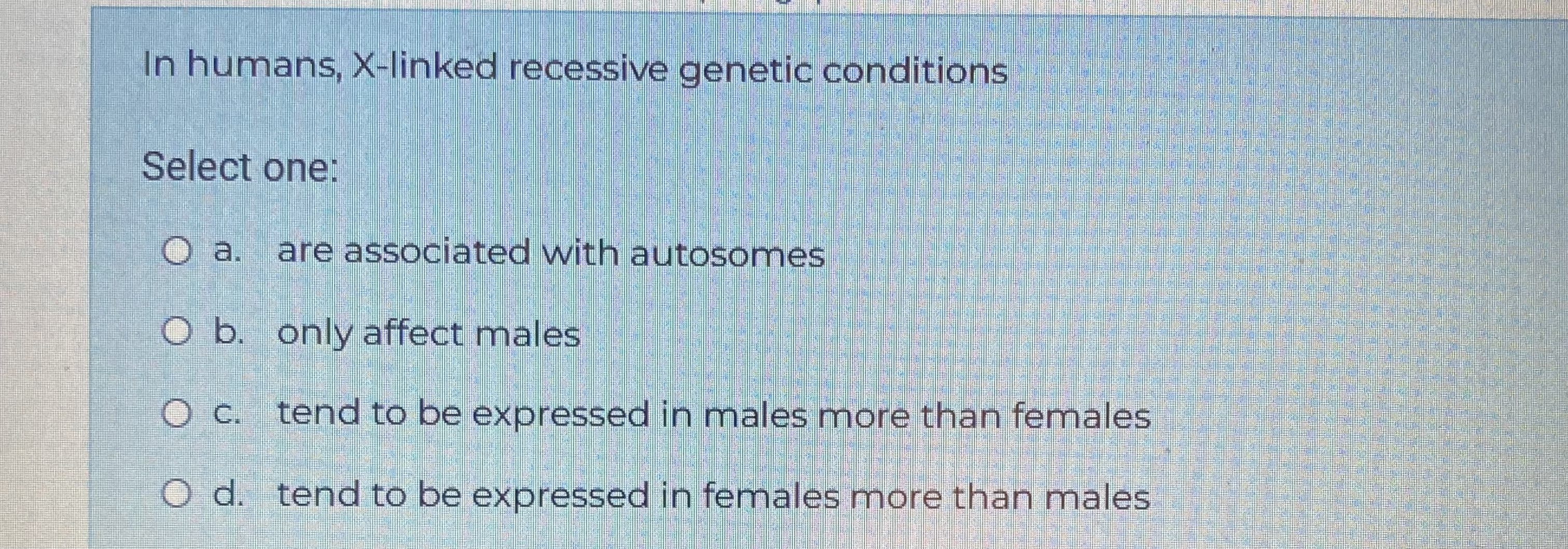 Solved In humans, X-linked recessive genetic | Chegg.com