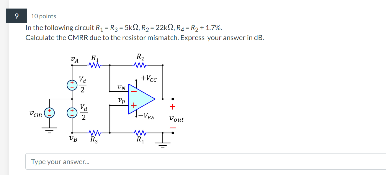 Solved In the following circuit R1 = R3 = 5k , R2 = 22k , R4 | Chegg.com