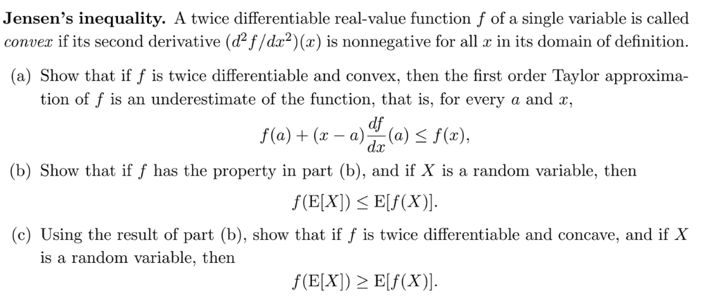 Solved Jensen's inequality. A twice differentiable | Chegg.com