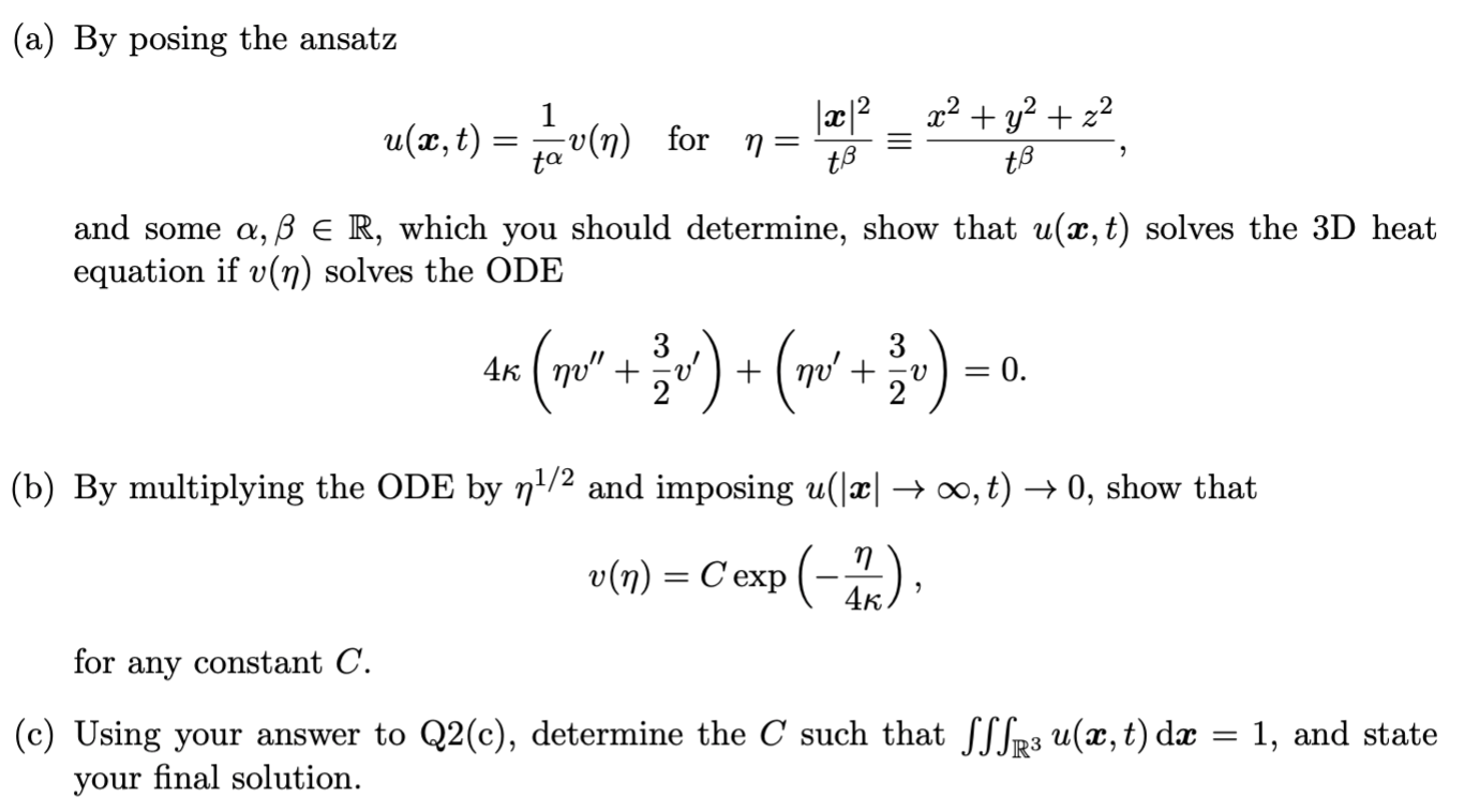 Solved 3. Fundamental Solution to 3D Heat Equation (20 | Chegg.com