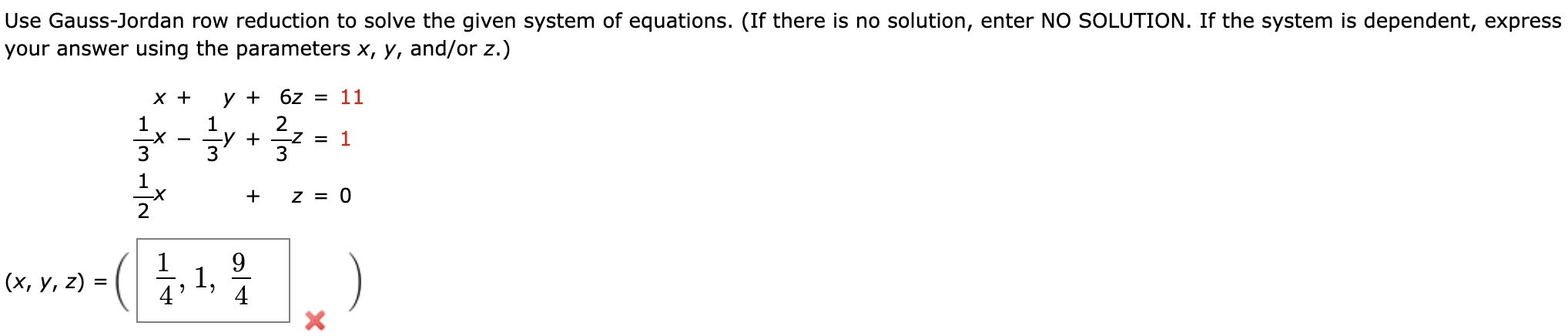 Solved Use Gauss-Jordan row reduction to solve the given | Chegg.com