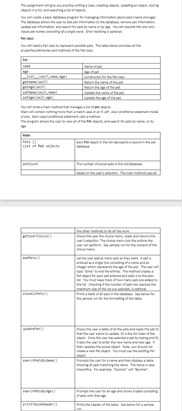Solved Topics: Classes, Objects, and Lists This assignment | Chegg.com
