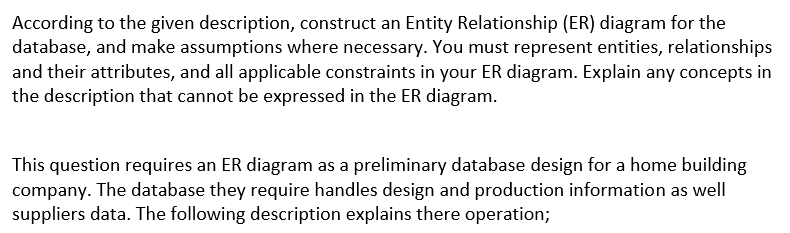 Solved According to the given description, construct an | Chegg.com