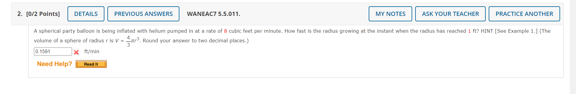 Solved 2. [0/2 Points] DETAILS PREVIOUS ANSWERS WANEAC7 | Chegg.com