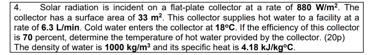 Solved 4. Solar radiation is incident on a flat-plate | Chegg.com