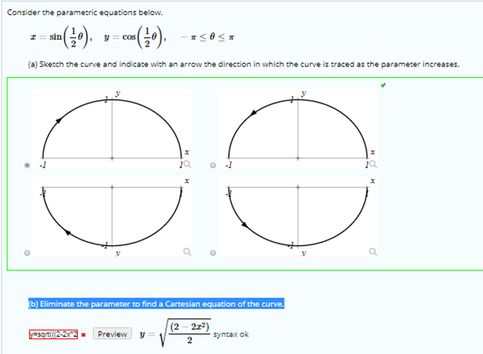 Solved Consider The Parametric Equations Below Chegg