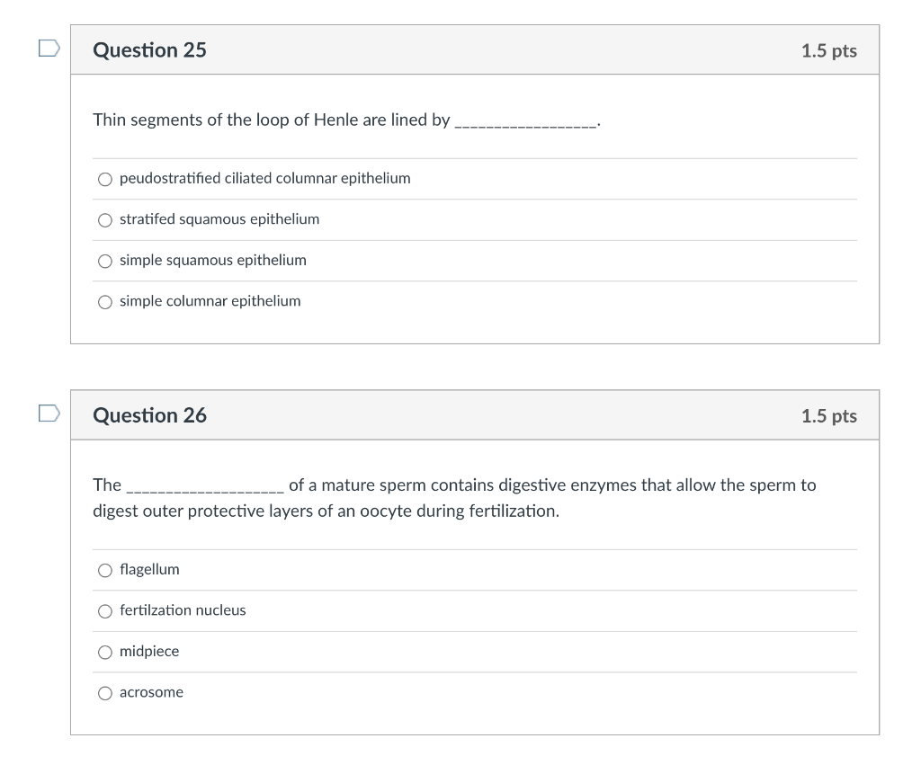 Solved U Question 25 Thin segments of the loop of Henle are | Chegg.com