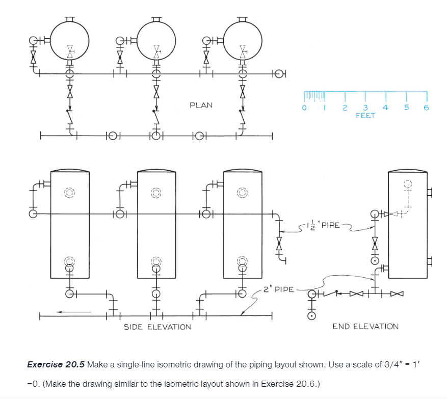 Solved Exercise 20.5 ﻿Make a single-line isometric drawing | Chegg.com