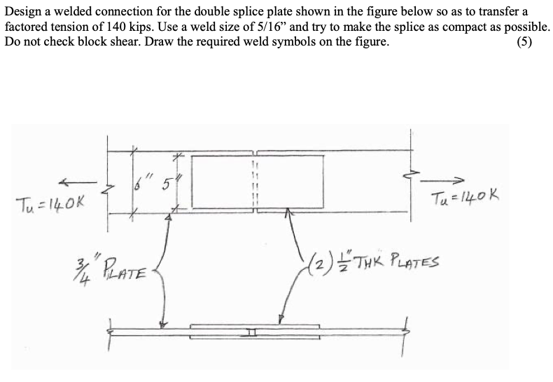 Design a welded connection for the double splice | Chegg.com