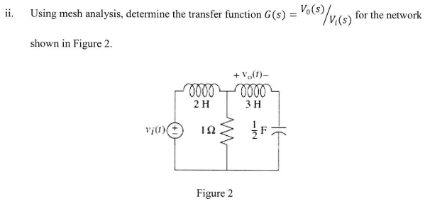 Solved ii. Using mesh analysis, determine the transfer | Chegg.com