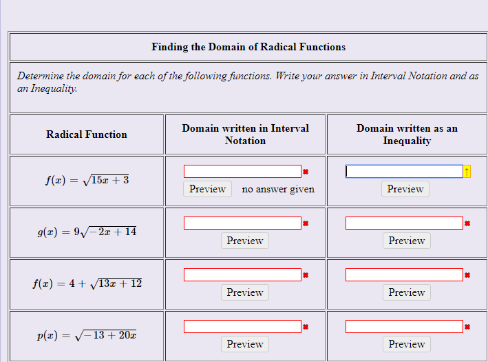 Solved Finding the Domain of Radical Functions Determine the | Chegg.com