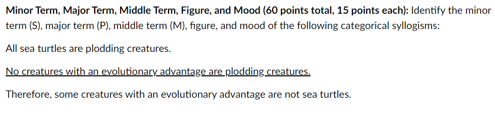 Solved Minor Term, Major Term, Middle Term, Figure, and Mood | Chegg.com