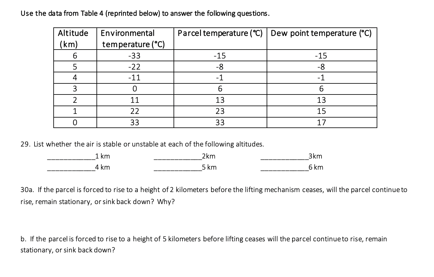 Solved 32. Is the atmosphere represented in Table 4 | Chegg.com