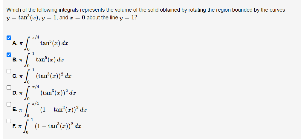 Solved Which of the following integrals represents the | Chegg.com