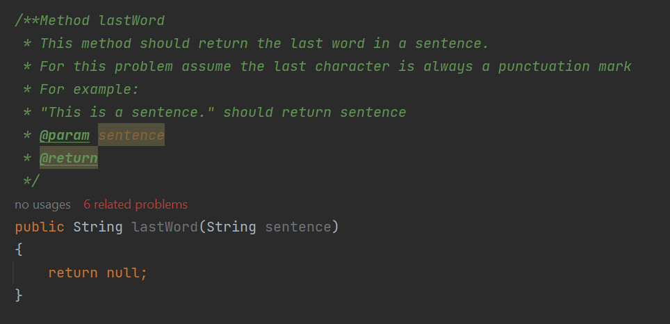 Solved /**Method: firstWord * This method should return the | Chegg.com
