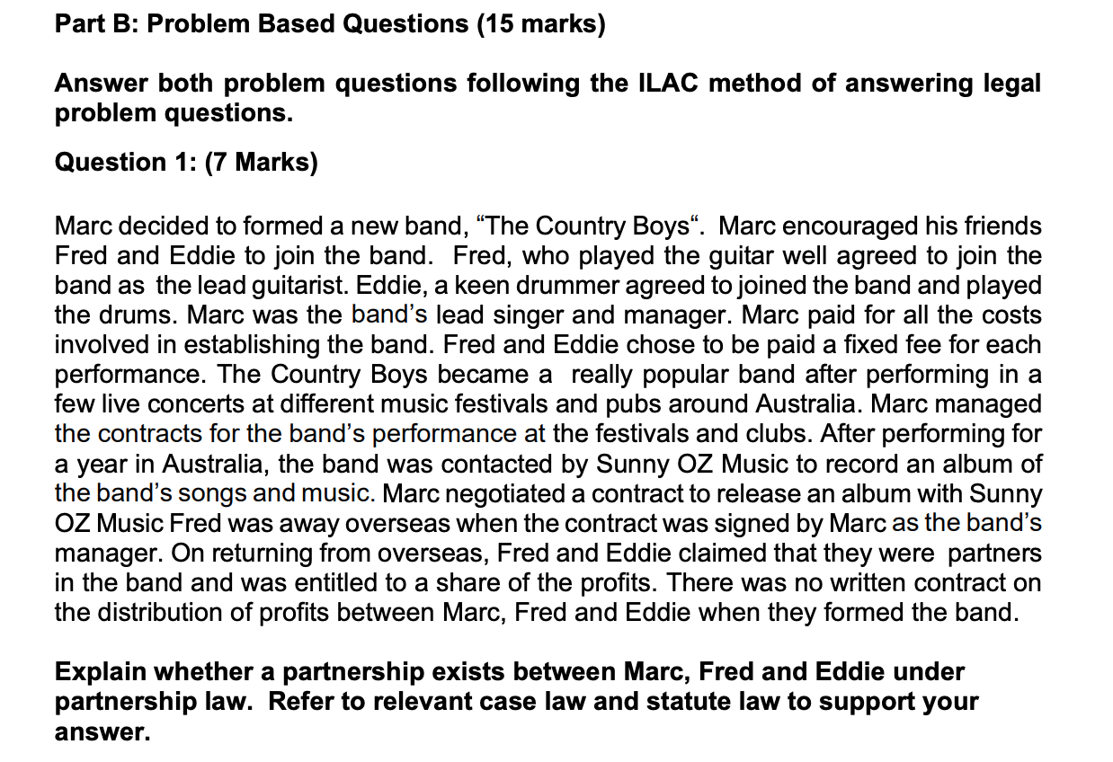 Solved Part B: Problem Based Questions (15 marks) Answer | Chegg.com