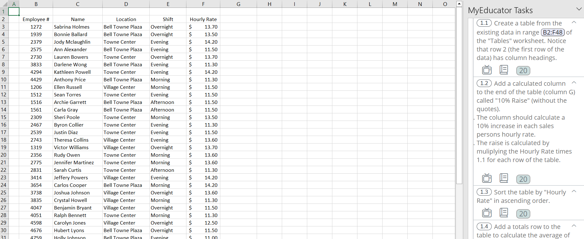 (1.1) Create a table from the existing data in range | Chegg.com