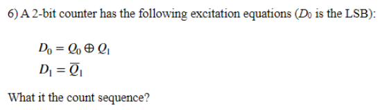 Solved 6) A 2-bit counter has the following excitation | Chegg.com