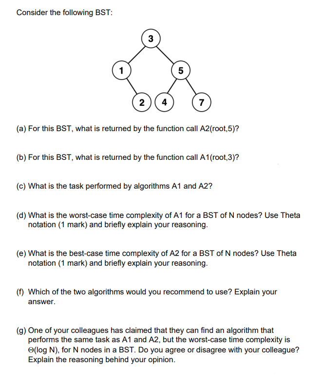 Solved Question 3 The following two algorithms corresponding | Chegg.com