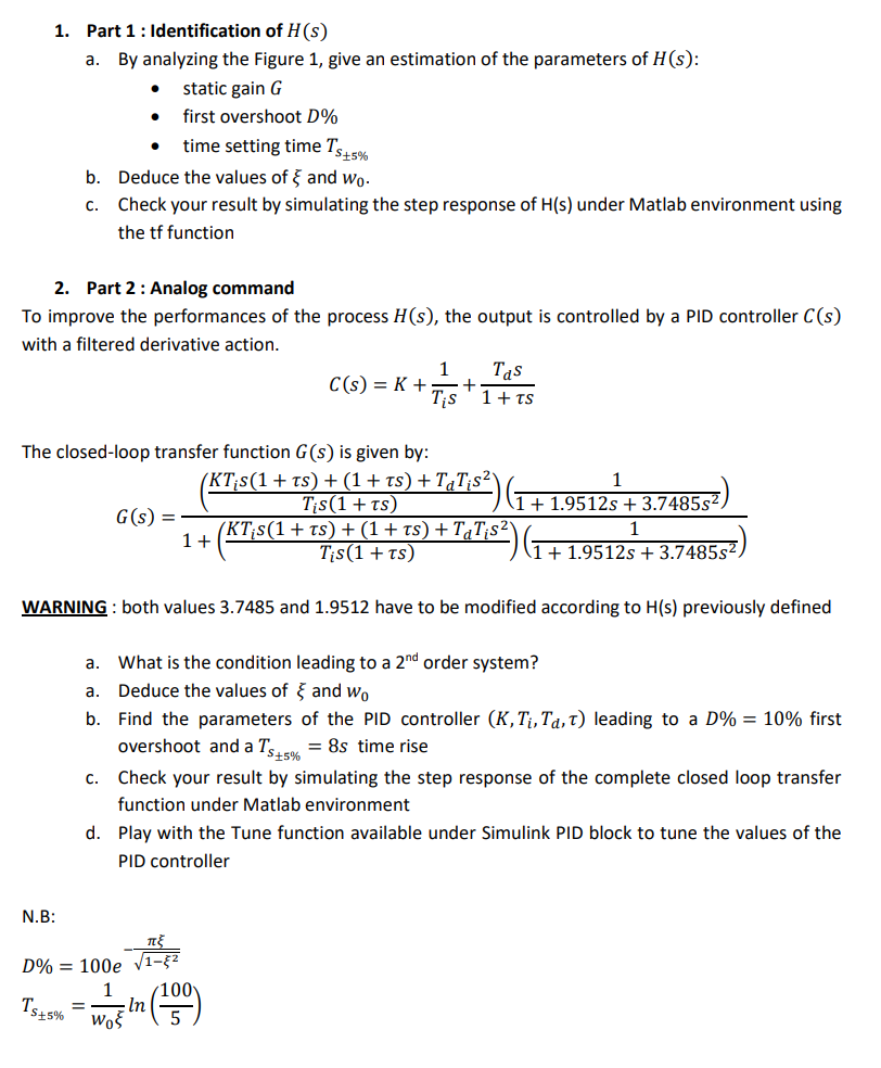 Solved Consider the 2nd order process H(s) defined by its | Chegg.com