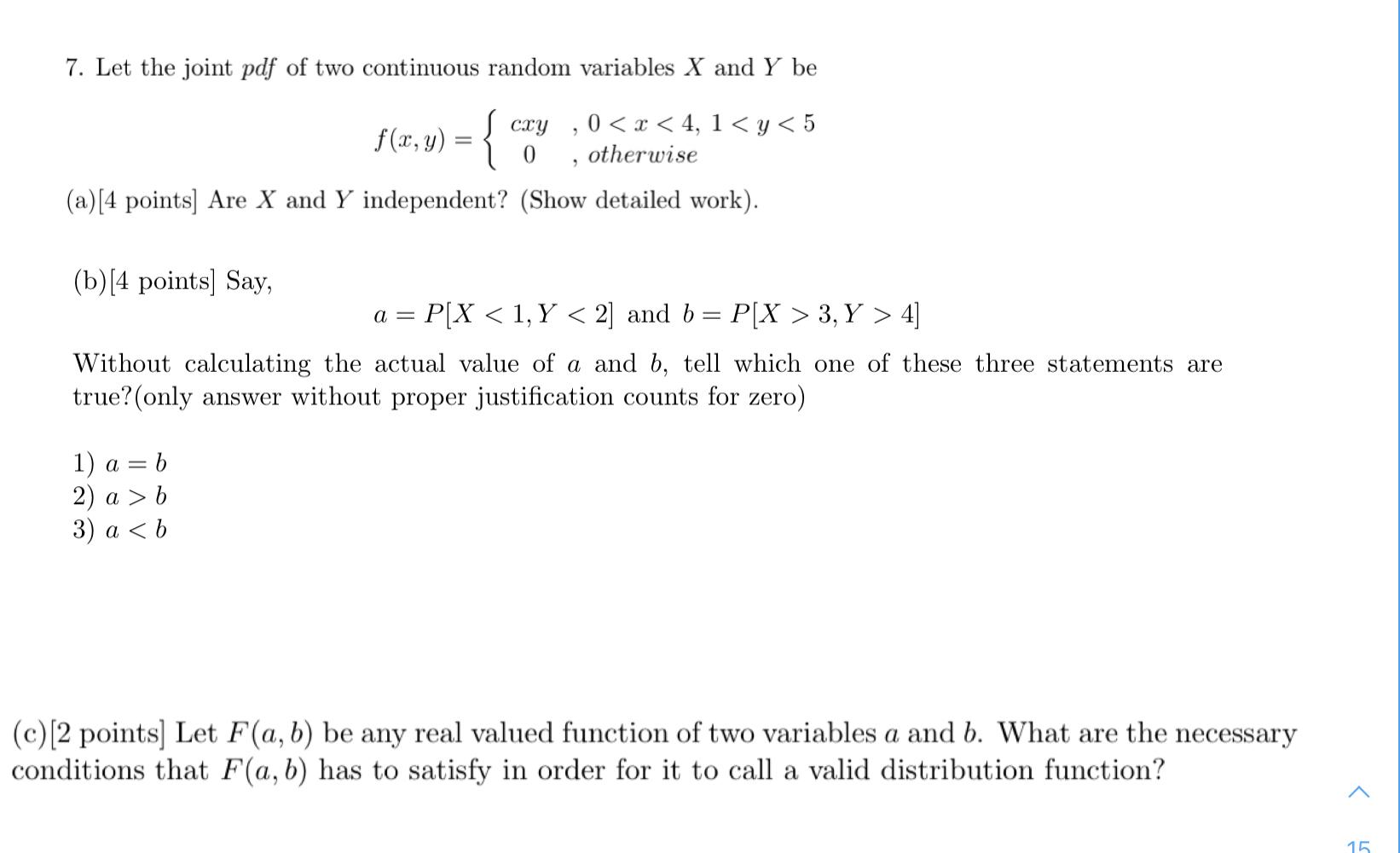 Solved 7. Let the joint pdf of two continuous random | Chegg.com
