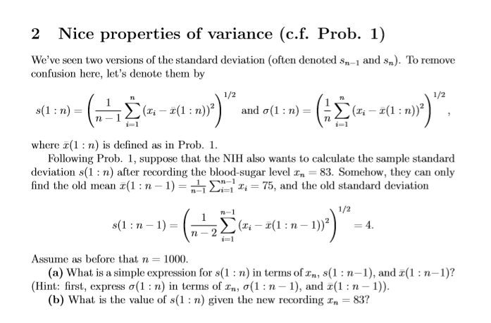 2 Nice properties of variance (c.f. Prob. 1) We've | Chegg.com