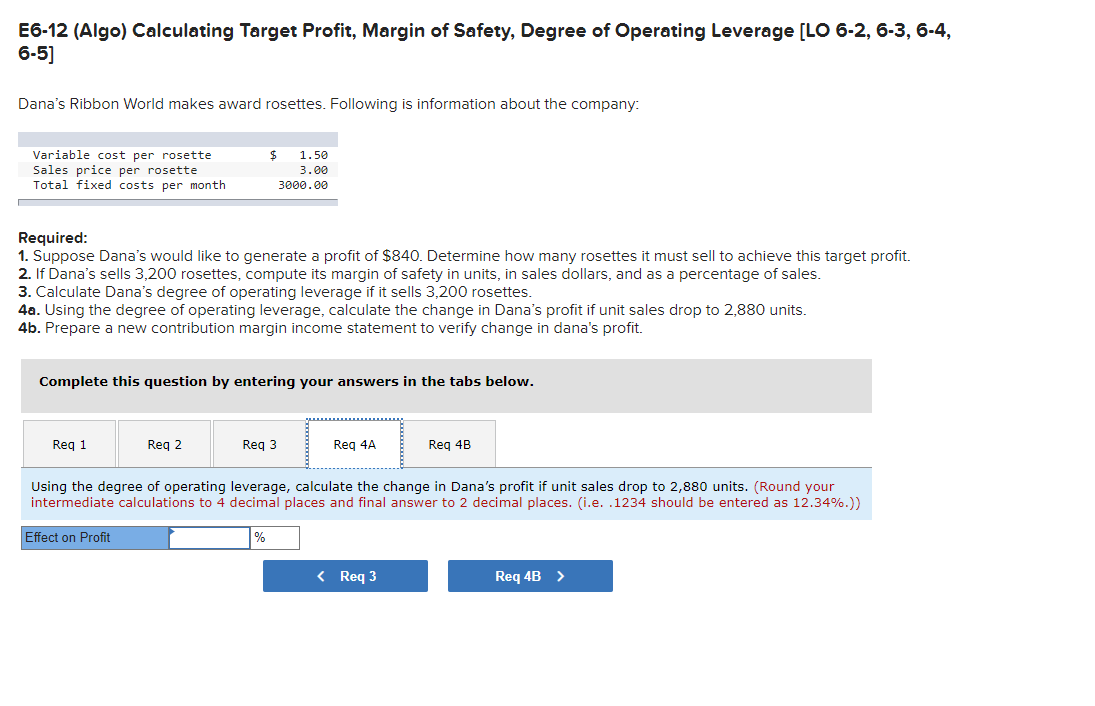 Solved E6-12 (Algo) Calculating Target Profit, Margin of | Chegg.com