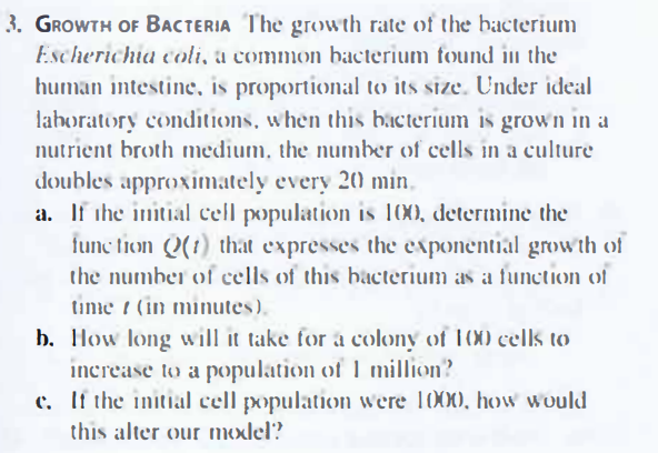 Solved 3. Growth of Bacteria The growth rate of the | Chegg.com
