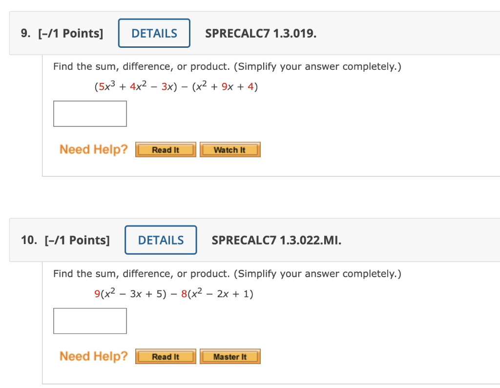 Solved Find the sum, difference, or product. (Simplify your | Chegg.com