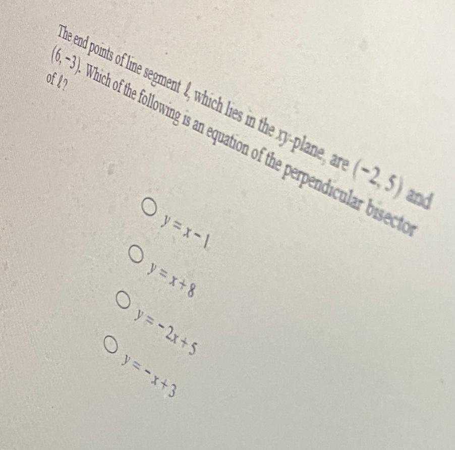 Solved The end points of lime segment 1, which lies in the | Chegg.com