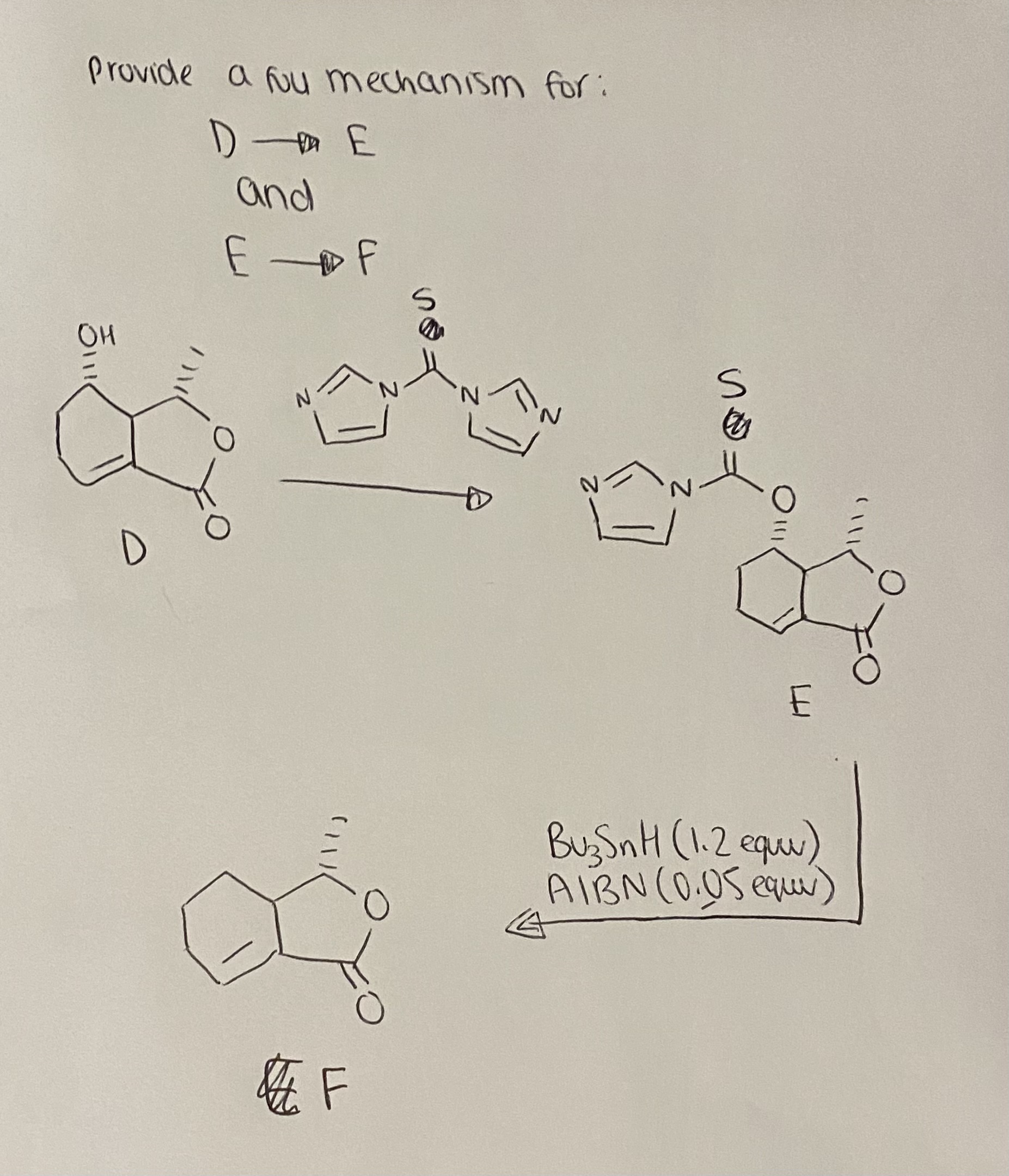 Solved draw a full, clear and detailed mechanism for d to e | Chegg.com
