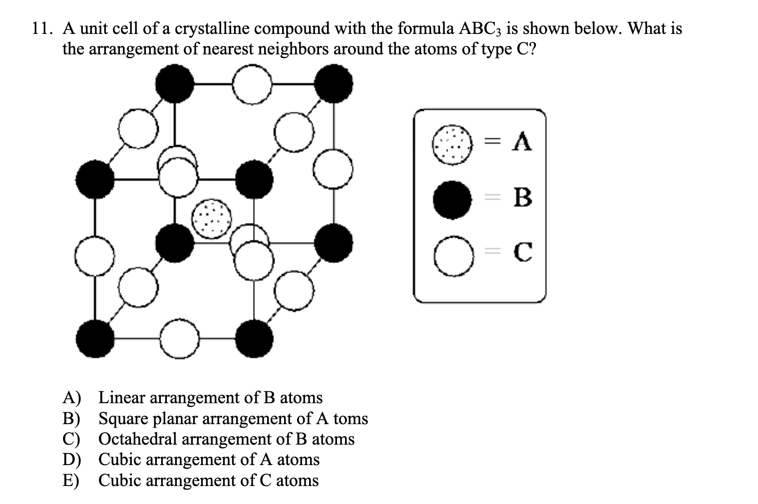 Solved A unit cell of a crystalline compound with the | Chegg.com