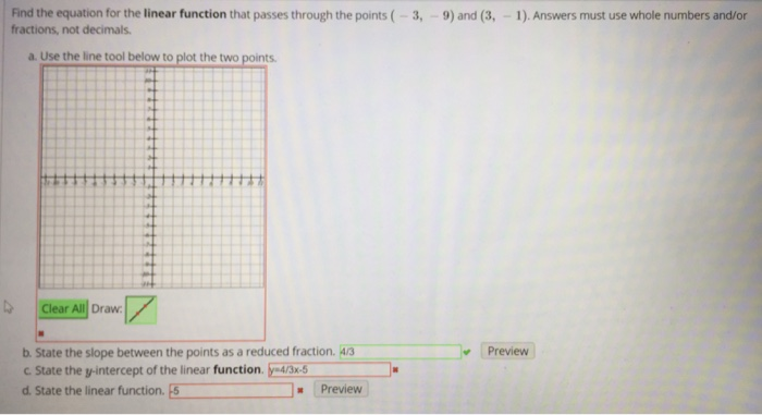 Solved Find the equation for the linear function that passes | Chegg.com