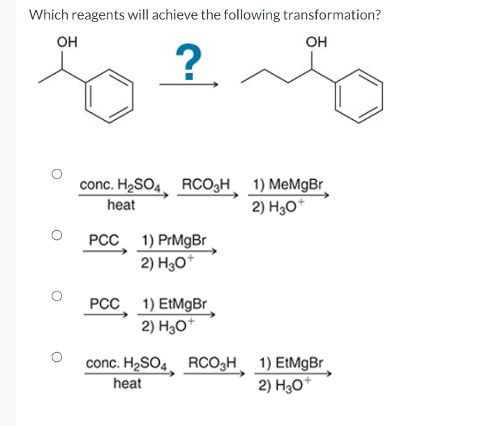 Solved Which reagents will achieve the following | Chegg.com