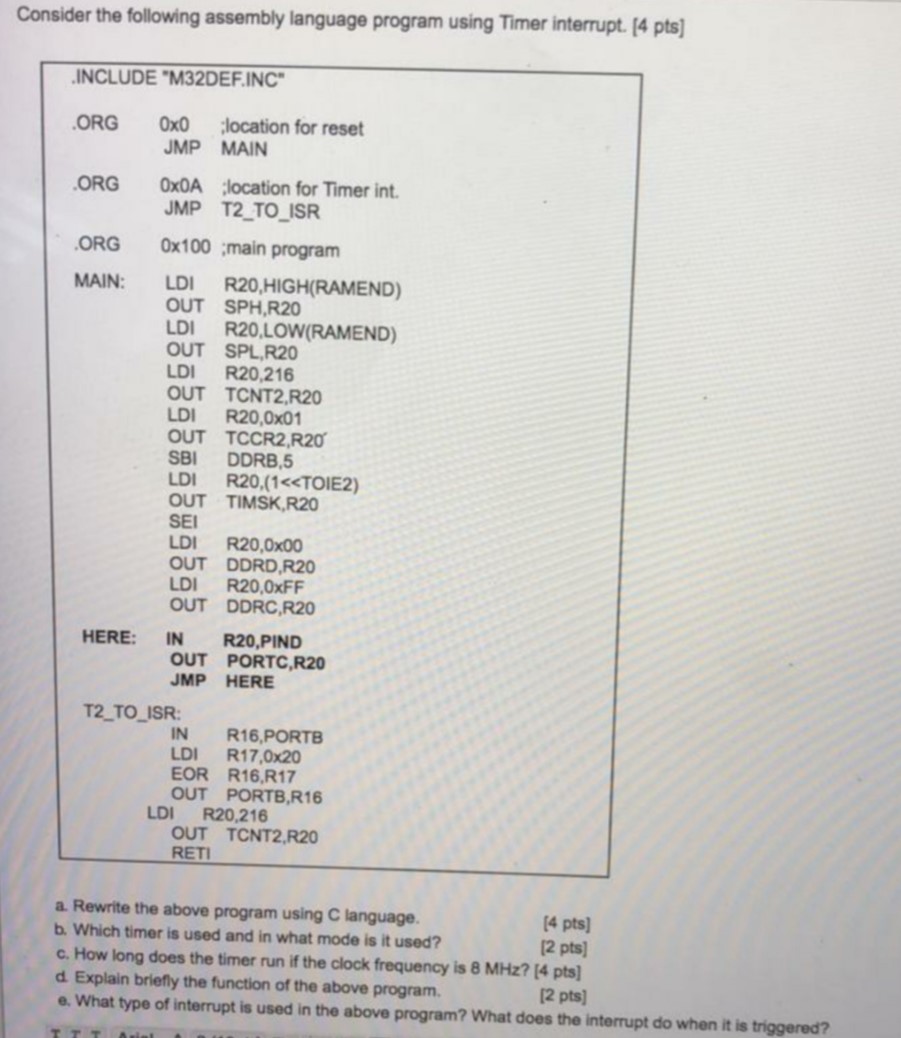 Solved Consider the following assembly language program | Chegg.com