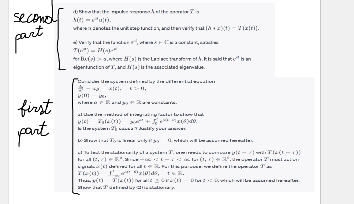 Solved Exercise on continuous-time systems : (check the | Chegg.com